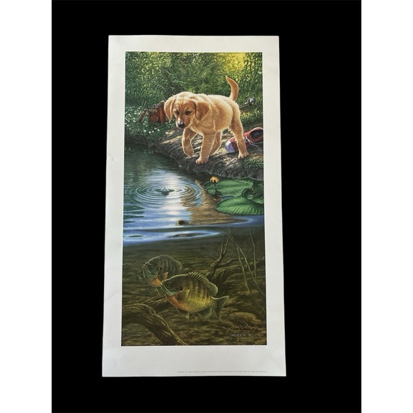 Art | James Meger Nibbles Lab Puppy Signed Print 14 X 7 Inches | Poshmark